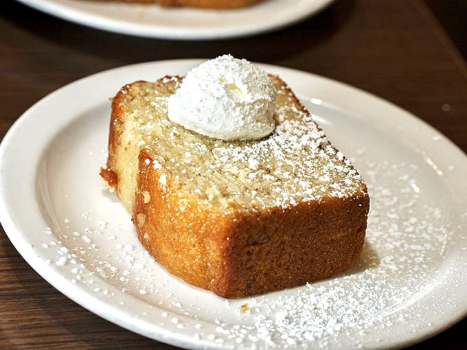Banana loaf so good, it'll make monkeys jealous! Topped with a dollop of cream, it's the perfect sweet ending to your meal.