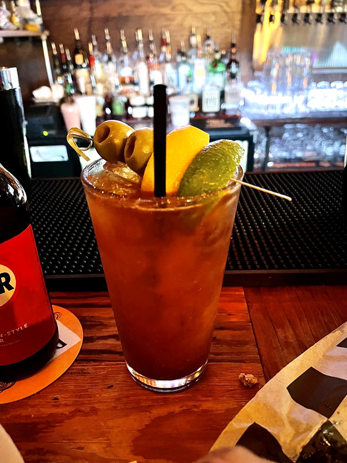 Liquid courage, Dempsey's style. This cocktail looks ready to spill all its secrets &ndash; and maybe yours too after a few sips.