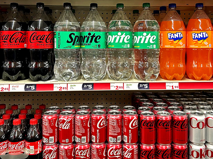 The soda section &ndash; where Coca-Cola, Sprite, and Fanta gather for what appears to be a very fizzy convention at 2 for $5.