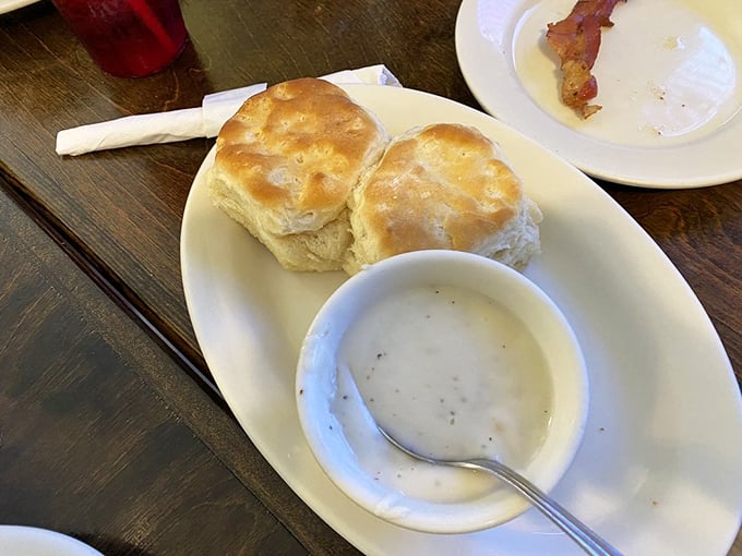 Biscuits and Gravy: Southern comfort in a bowl. It's like a warm hug for your taste buds!