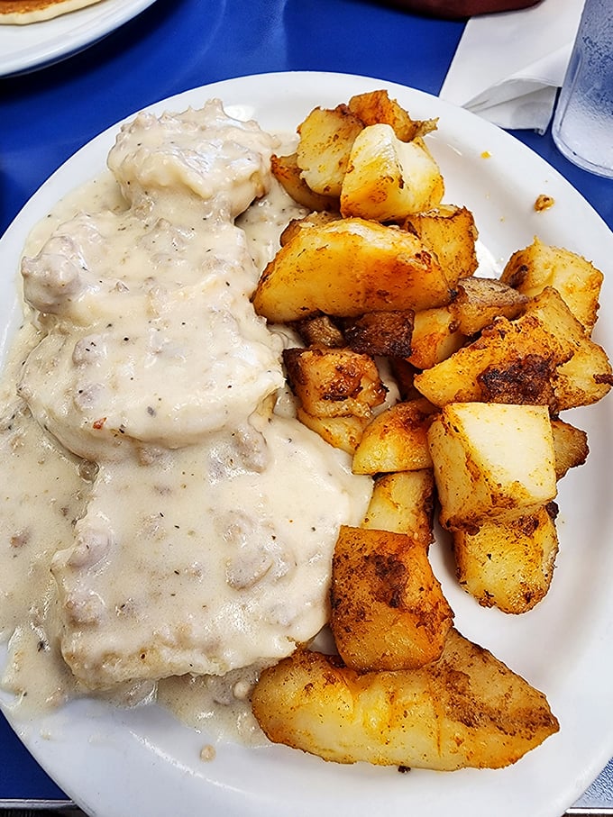 Biscuits and gravy &ndash; the South's gift to breakfast. It's a warm, peppery hug for your taste buds.