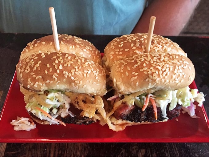 Double trouble never looked so good. These burgers are stacked higher than your grandkid's Lego tower, and probably just as fun to demolish.
