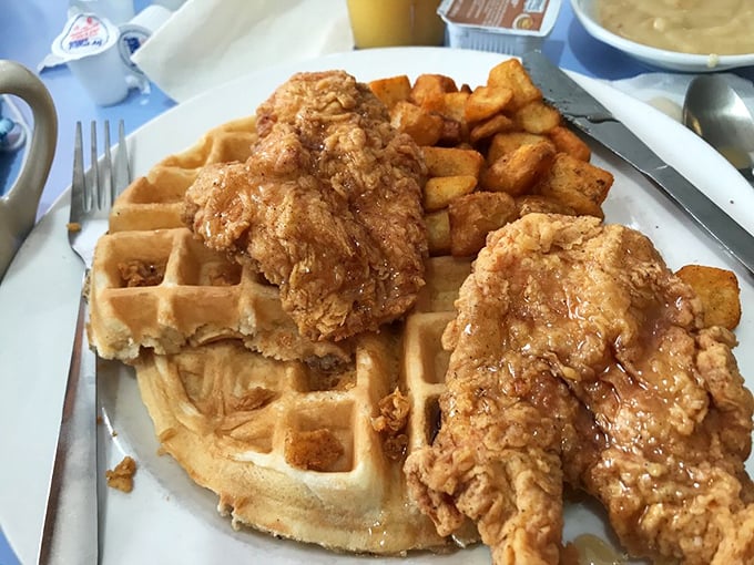 Chicken and waffles: the dynamic duo of comfort cuisine. It's a match made in diner heaven, proving that opposites really do attract.