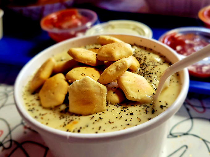A bowl of comfort, seasoned with love. This chowder is like a warm hug for your taste buds.
