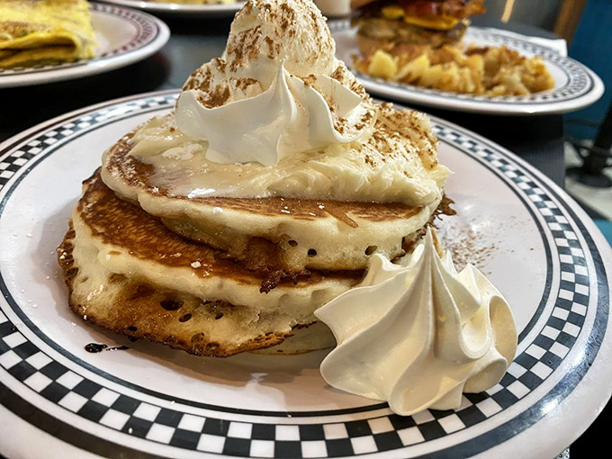 Cinna-Bomb Pancakes: breakfast's answer to the question, "What if a cinnamon roll and a cloud had a delicious baby?" Fluffy, indulgent, and utterly irresistible.