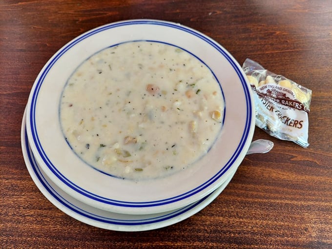 Clam chowder: the official soup of maritime daydreams. One spoonful and you're practically a sea captain.