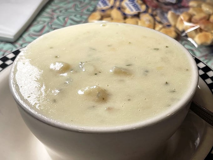 Creamy, dreamy clam chowder that'll warm you from the inside out. It's like a cozy blanket for your stomach!