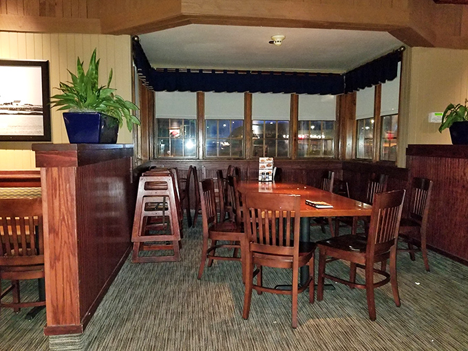 Cozy corners and maritime charm – it's like dining in the belly of a friendly whale, minus the whole Jonah situation.