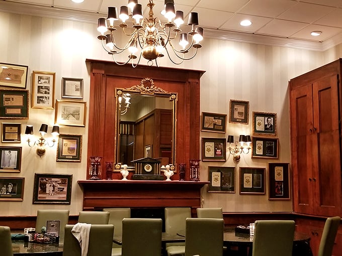 Elegance meets comfort in this dining room! It's like your grandmother's formal parlor, but with better food and no plastic-covered furniture.