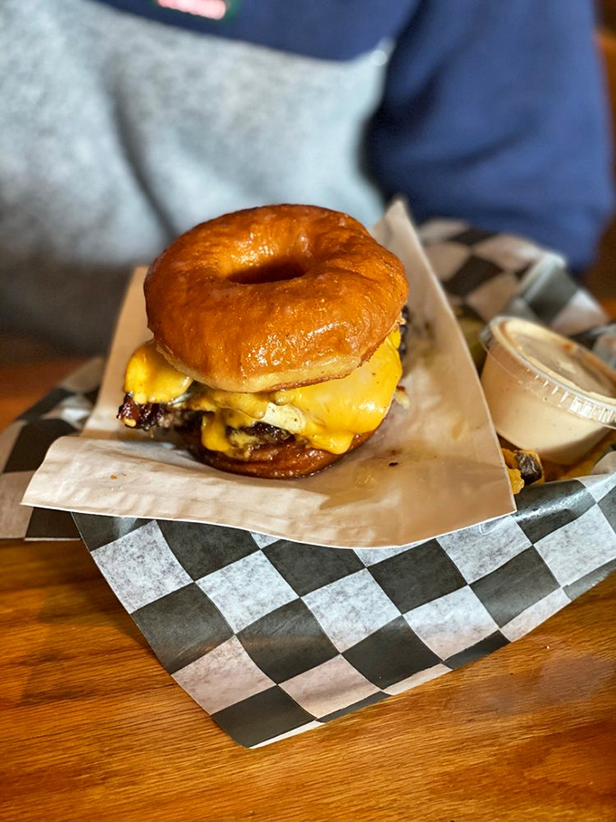 The Donut Burger: Where breakfast meets dinner in a glorious fusion of sweet and savory. It's the culinary equivalent of a mic drop.