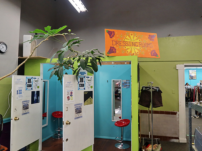 Dressing rooms or portals to past decades? Step in looking like 2023, step out channeling your inner disco diva.