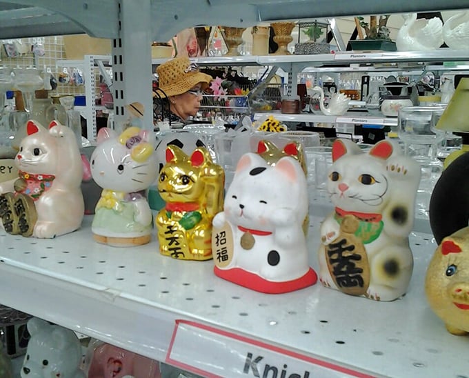 Lucky cats and kitschy knick-knacks galore! These figurines are the ultimate conversation starters, perfect for spicing up your next dinner party.