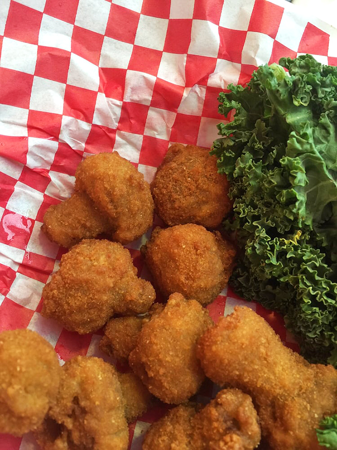 Fried mushrooms so golden and crispy, they could make a vegetarian question their life choices. Don't forget the ranch for dipping!