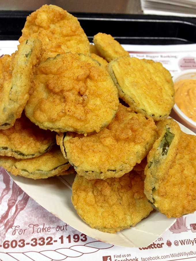 Pickle lovers, rejoice! These golden-fried dills are like crunchy, tangy little UFOs – Unidentified Fried Objects.
