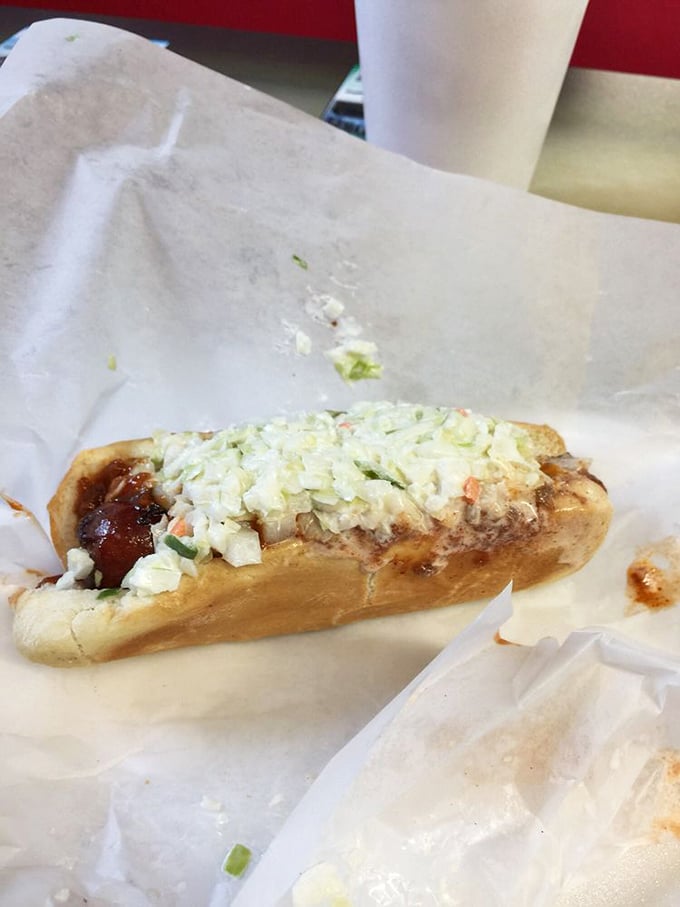 Hot diggity dog! This loaded beauty is ready for its close-up. It's the Hollywood star of the lunch menu.
