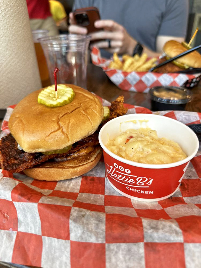 The sandwich that bites back! This spicy creation, paired with creamy mac and cheese, is a flavor explosion waiting to happen.
