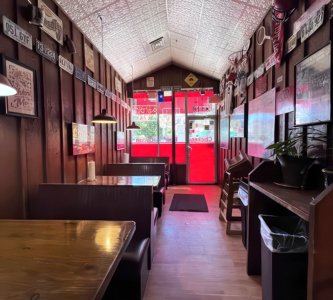 Red booths, wooden walls, and the promise of amazing food &ndash; it's like stepping into a time machine set to "delicious."