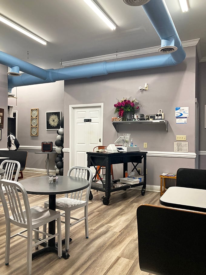 Blue pipes and homey decor: It's like eating in your cool grandma's kitchen, if she were a master chef.