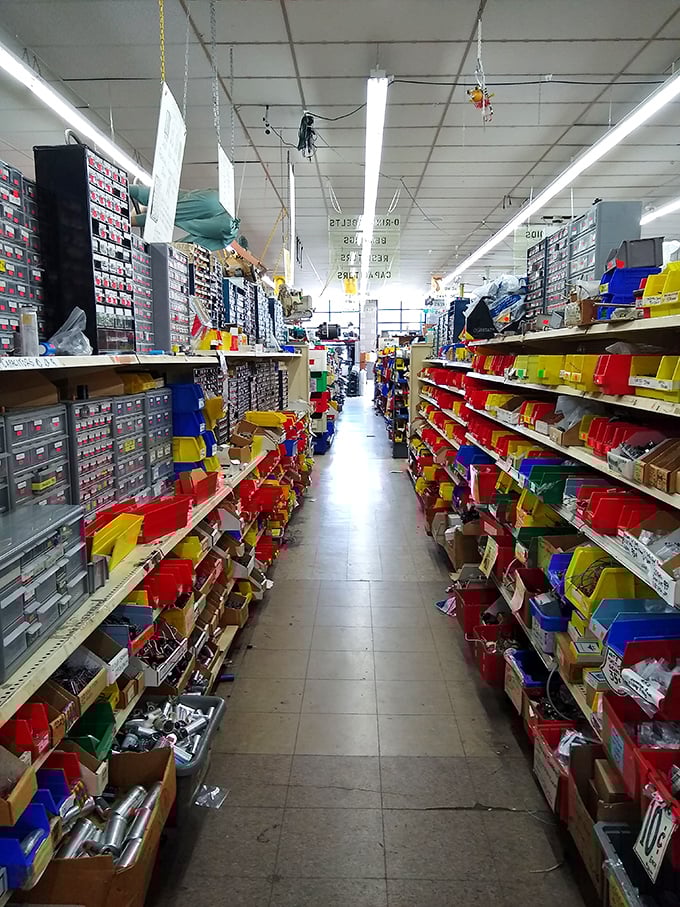 Aisle after aisle of possibility! This view down Ax-Man's interior is like peering into the world's most eclectic candy store for grown-ups.