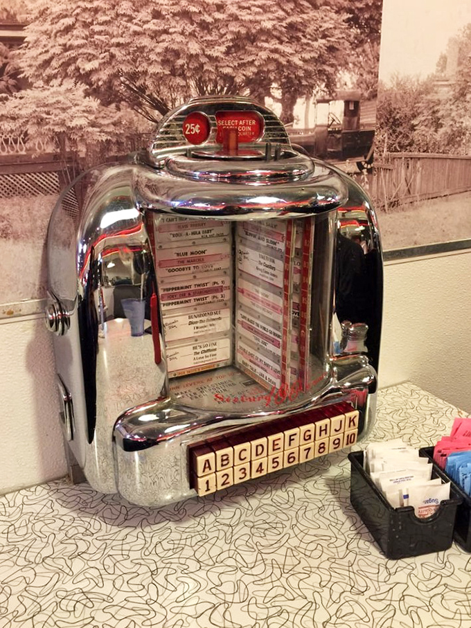 A time machine disguised as a jukebox. For just a quarter, you can transport yourself back to the days of sock hops and soda fountains.