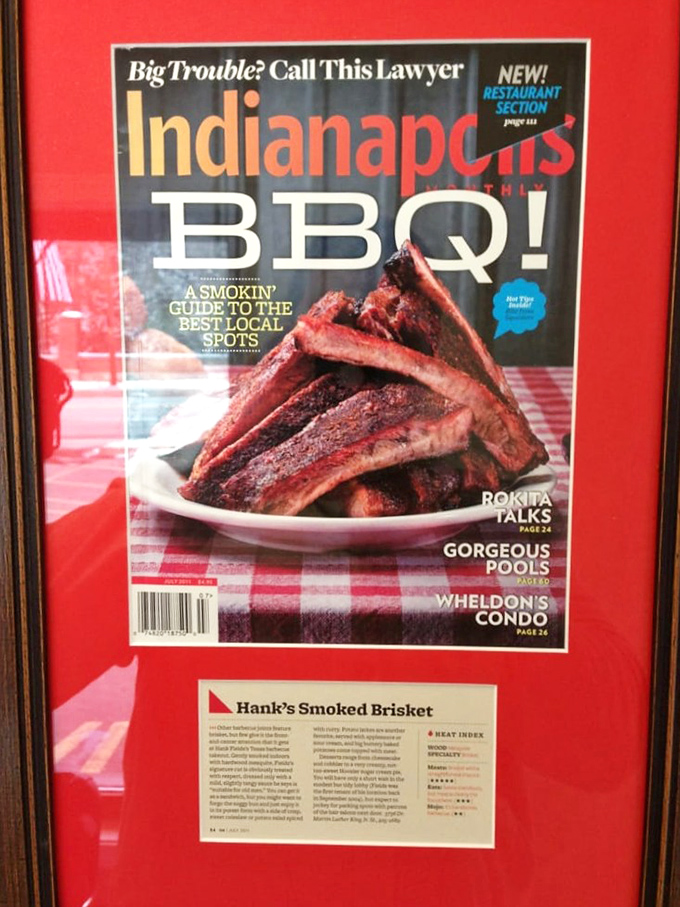 Fame well-deserved! When your barbecue makes the cover, you know you're doing something right. Hank's is officially Indy-approved!
