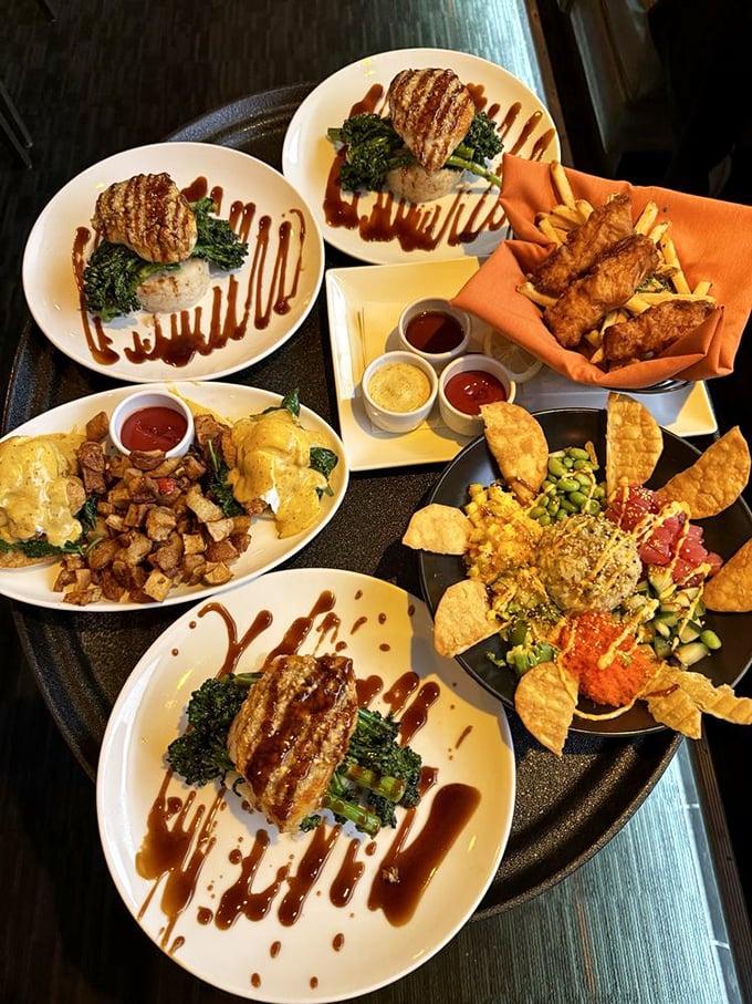 Talk about a well-rounded meal! This plate has more balance than a yoga instructor on a tightrope.