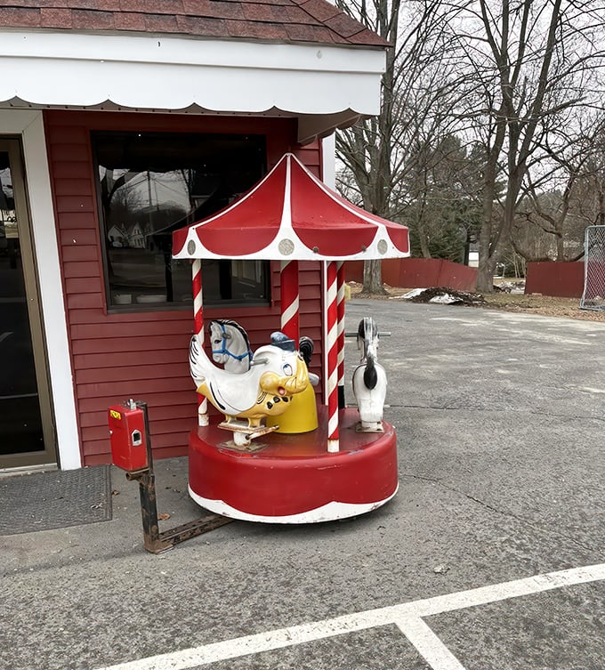 All aboard the nostalgia express! This mini carousel is serving up childhood memories faster than you can say "I'm too old for this... or am I?"