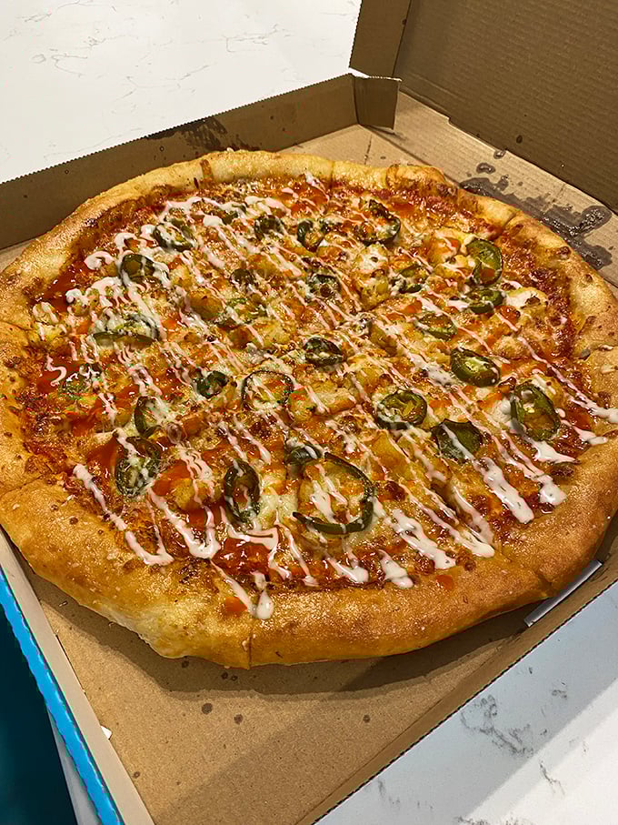 Pizza that's hotter than Hawaiian lava. This pie is proof that paradise isn't just about beaches and coconuts.