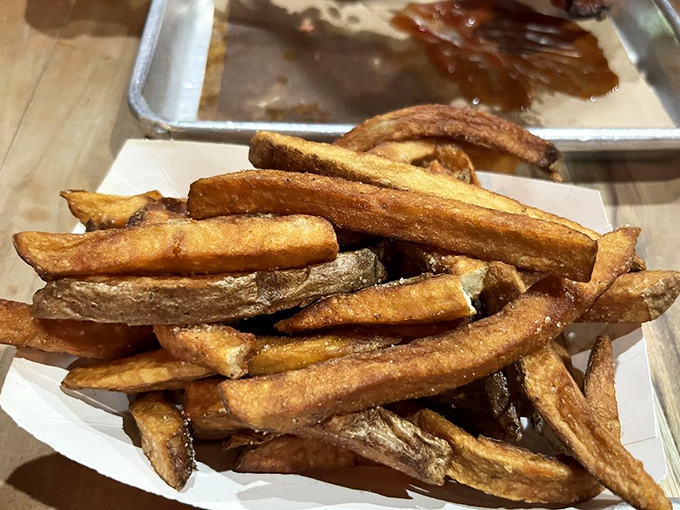 Fries that could make a Frenchman weep with joy. Crispy on the outside, fluffy on the inside – it's potato perfection.