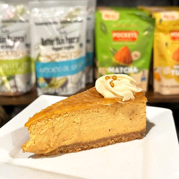 Fall in a forkful! This pumpkin caramel cheesecake is like a warm hug for your taste buds. Sweater weather never tasted so good.