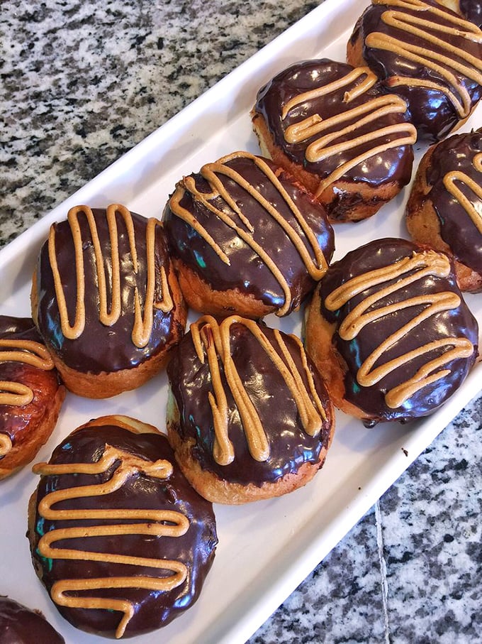 Peanut butter and chocolate, together at last... in donut form! This Reese's-inspired creation is a match made in confectionery heaven.