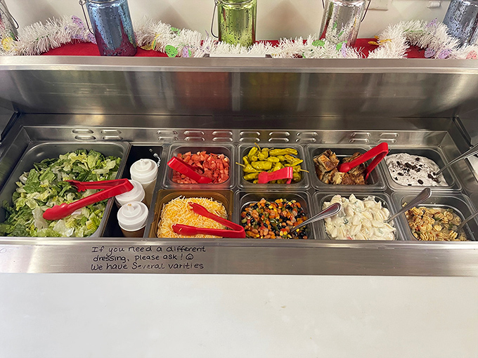 Behold, the salad bar of champions! Who knew healthy eating could look this colorful? It's like eating a rainbow &ndash; but tastier.