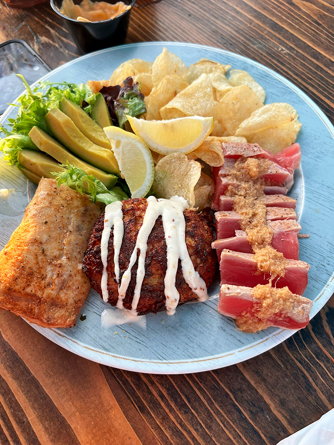 The seafood sampler: for when you can't decide between "yum" and "more yum." Decision-making has never tasted so good!