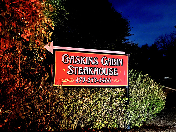 The sign says "Steakhouse," but your heart reads "Heaven." Follow the red arrow to beefy bliss!