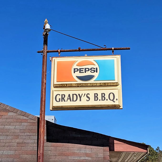 The sign that says, "Your search for legendary barbecue ends here." It's like a beacon of hope for hungry travelers.