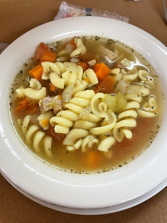 Soup for breakfast? Why not! This steaming bowl of goodness proves that comfort food knows no time constraints.