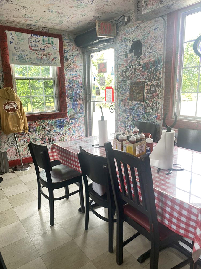 Step into flavor town! This entrance is your portal to a world where smoke signals spell out "delicious" and the air is perfumed with essence of BBQ.