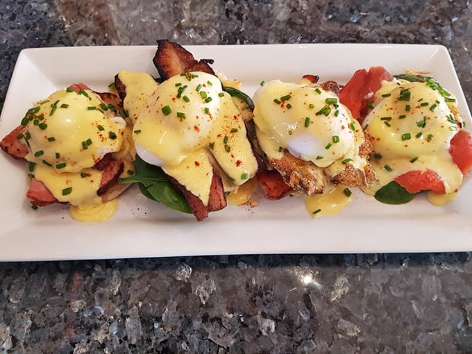 The Benedict's: Where eggs, hollandaise, and happiness collide. It's breakfast elevated to an art form, with a side of "Why can't every morning be like this?"