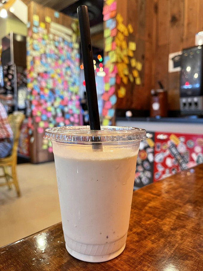 This vanilla shake is so thick, it could probably hold up a spoon. Or your hopes and dreams. Whichever weighs more.