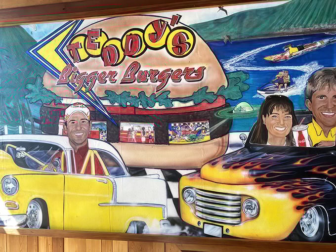 A feast for the eyes and the stomach! This mural captures the spirit of Teddy's in living color.