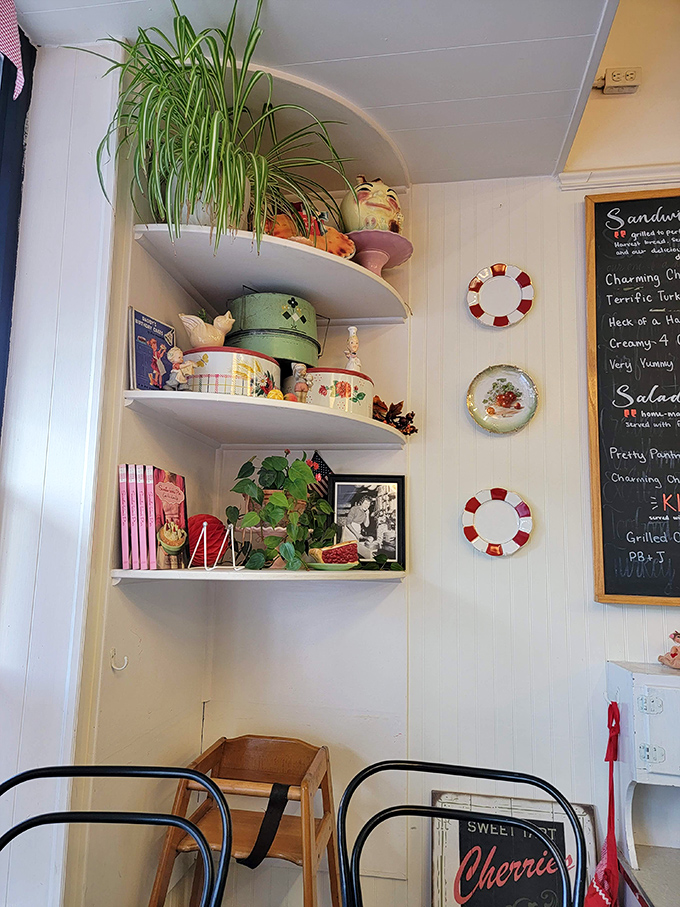 Kitsch-en confidential! This corner is a treasure trove of vintage charm. It's like your cool grandma's house, but with better pie.