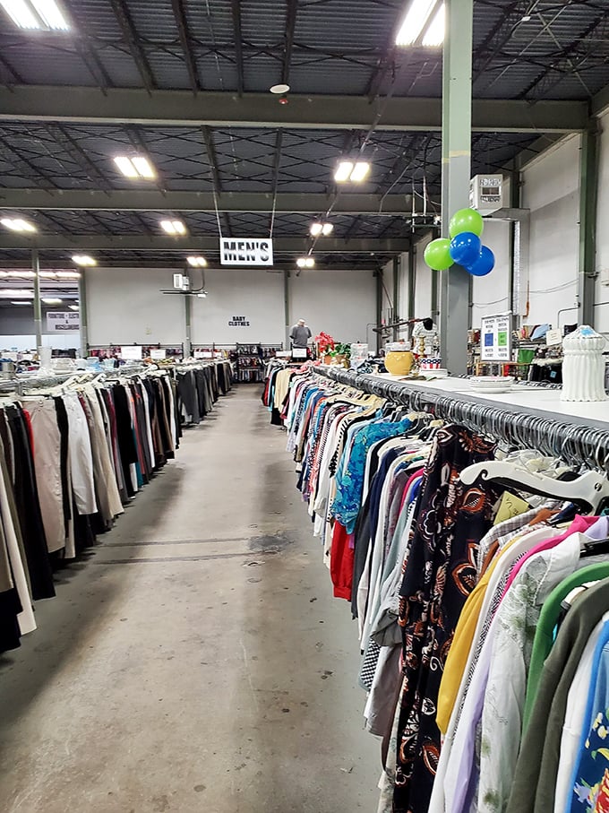 The yellow brick road of thrifting! Follow this aisle to emerge with a new wardrobe, or at least a story to tell.