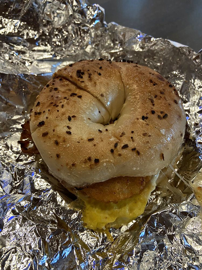 Bagel bliss! This toasty, cheesy creation is the breakfast of champions &ndash; and vacation mode officially activated.