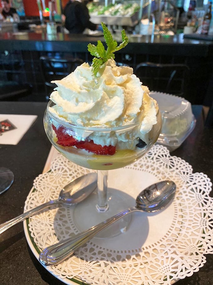 Berry-licious perfection in a glass. This dessert is so pretty, it belongs in an art gallery &ndash; but your stomach will be glad it's here instead.