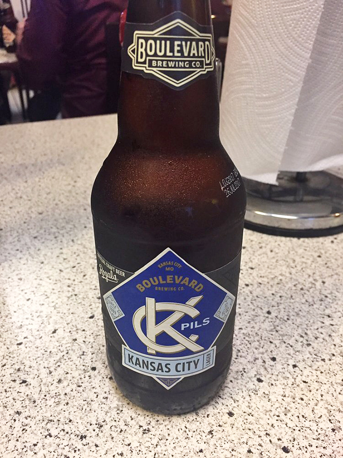 A cold Boulevard Brewing Co. Pils - because every great barbecue deserves a proper Kansas City companion.