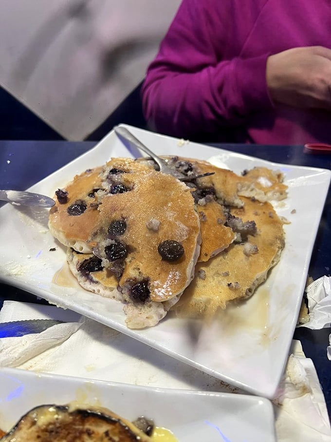 Blueberry pancakes that could make you forget about all other fruits. Sorry, apples and oranges, there's a new sheriff in town!