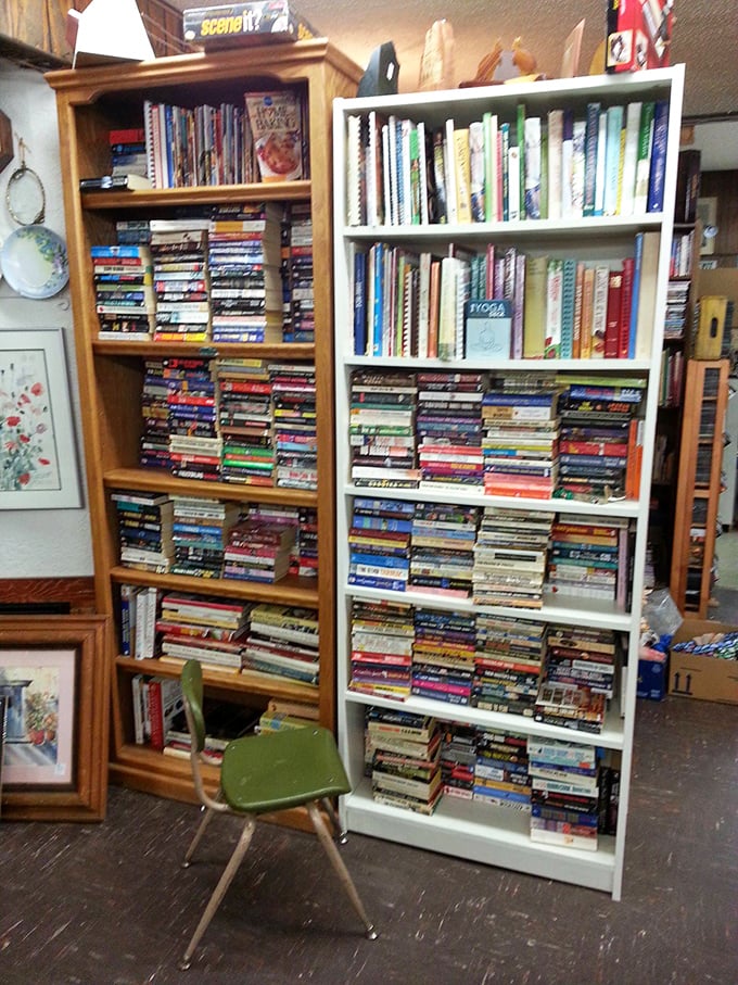 Bookworm's paradise or librarian's nightmare? Either way, these shelves hold worlds of adventure, romance, and forgotten bestsellers.