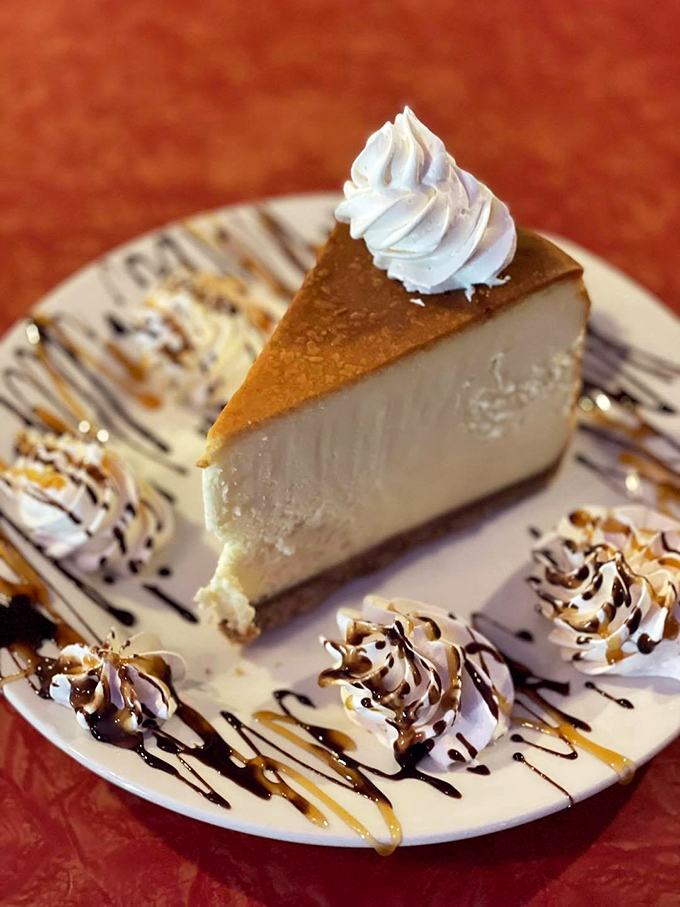 Cheesecake that's smoother than Barry White's voice. This slice of heaven is so pretty, it's almost a shame to eat it. Almost.