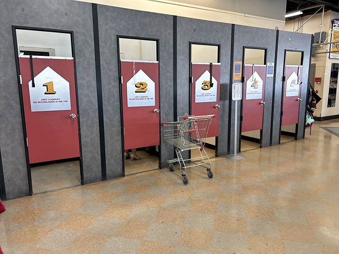 Dressing rooms or portals to past decades? Step in looking like you, emerge as a time-traveling fashionista.