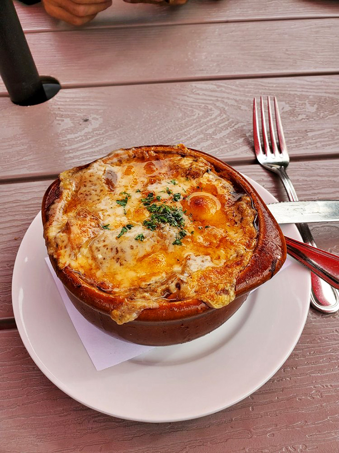 Is it soup? Is it a meal? This French onion soup is having an identity crisis, and we're loving every cheesy, gooey bite.